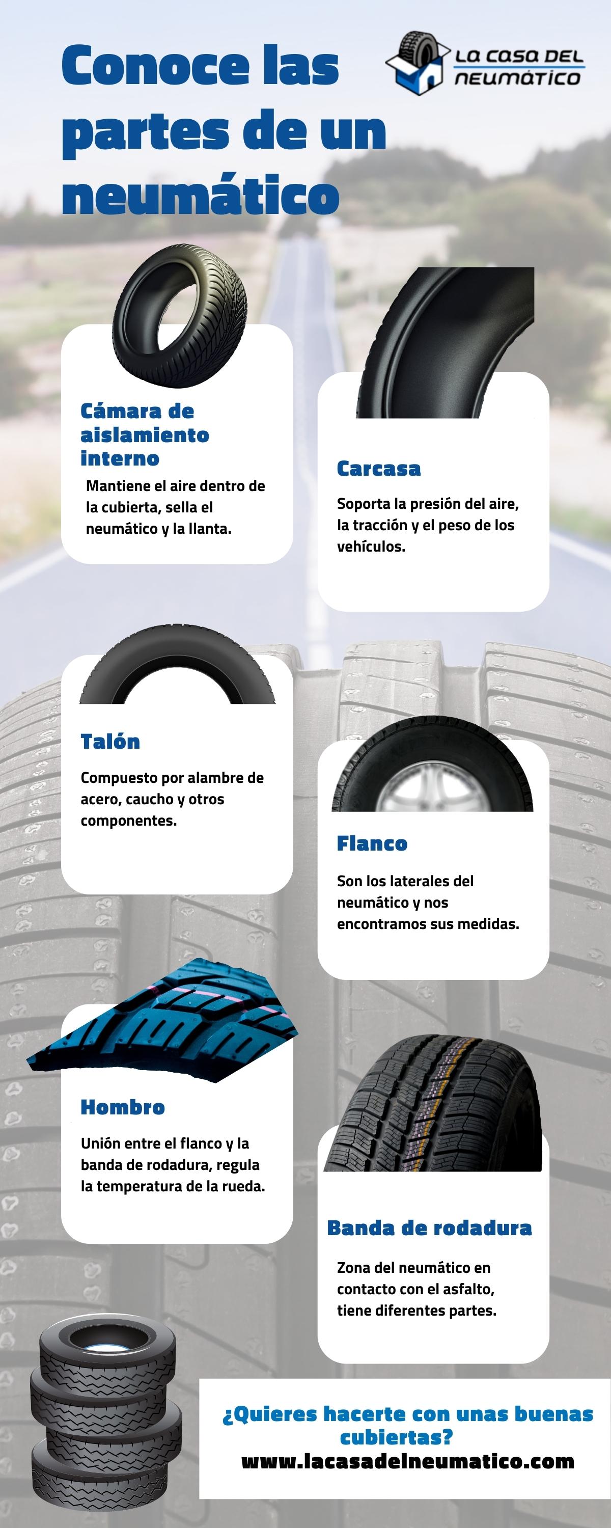 Descubre las 6 principales partes de un neumático